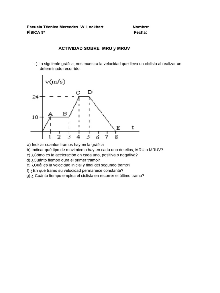 Actividad MRU MRUV....... | PDF