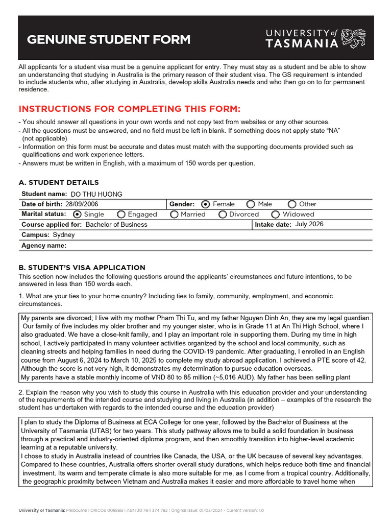 UTAS Student Visa Application Guide | PDF | Marketing | Travel Visa