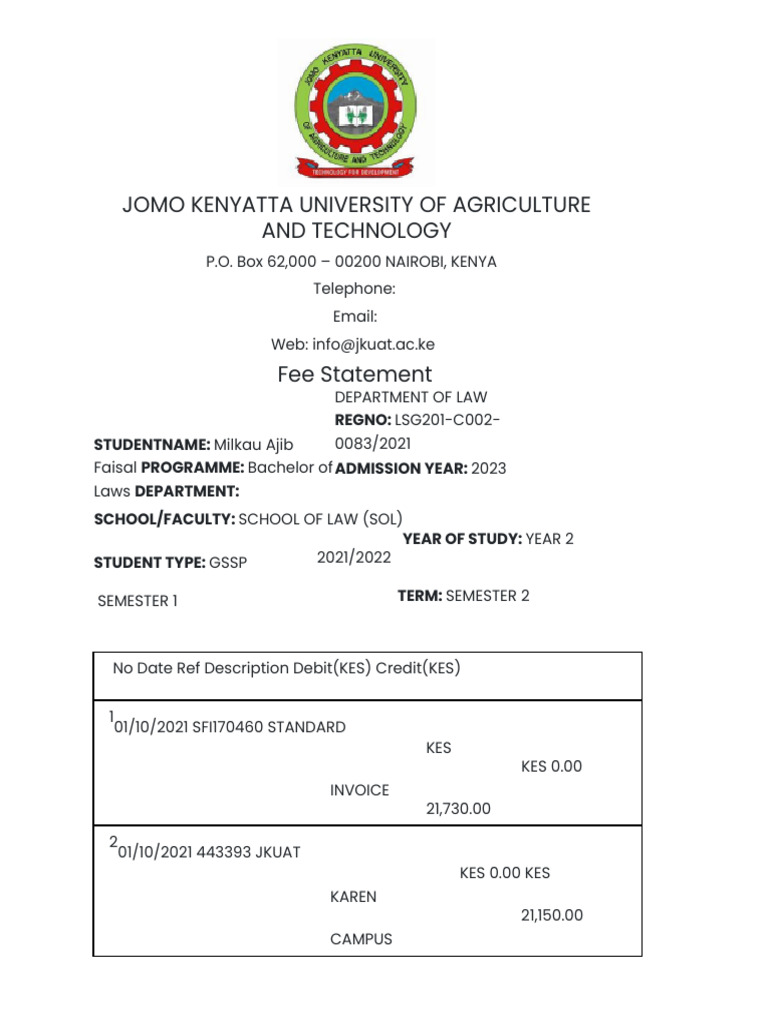 Jomo Kenyatta University of Agriculture and Technology (3) - 1 | PDF ...