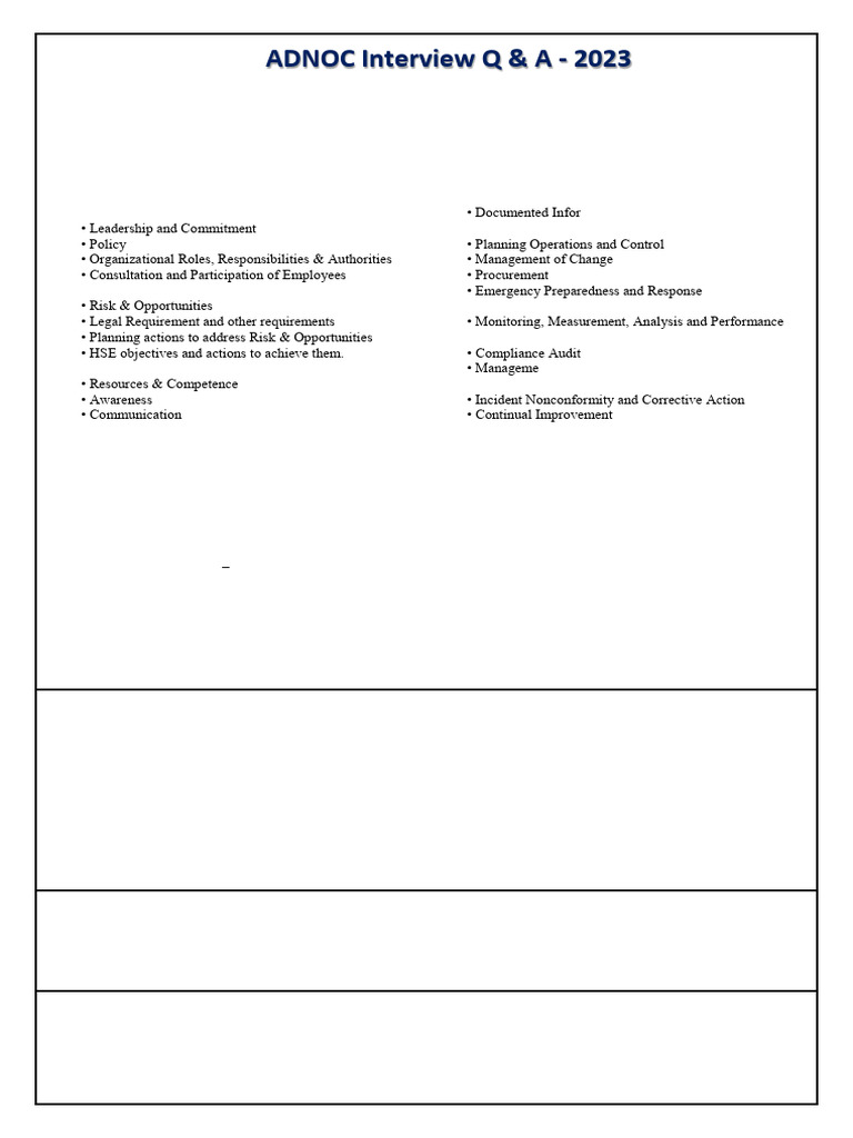 ADNOC Interview Q & A 2023 | PDF | Risk | Hazards