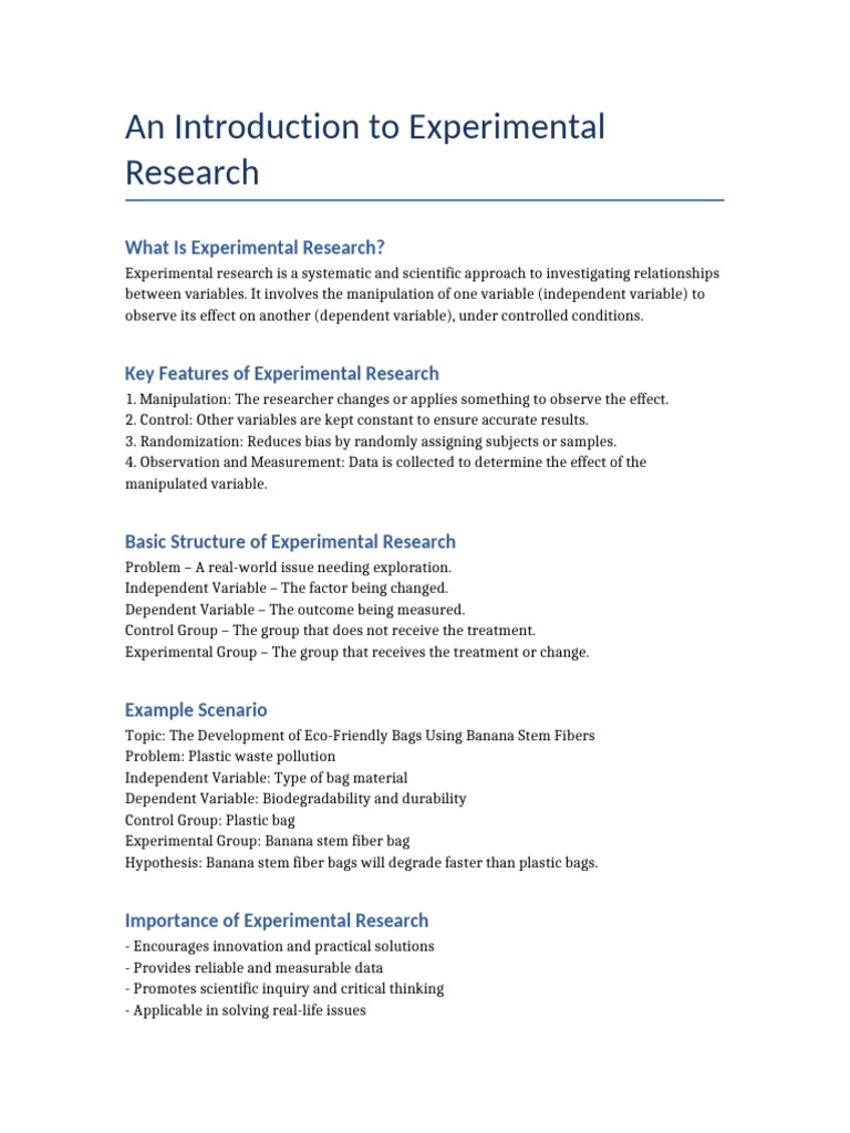 Understanding Experimental Research Basics | PDF