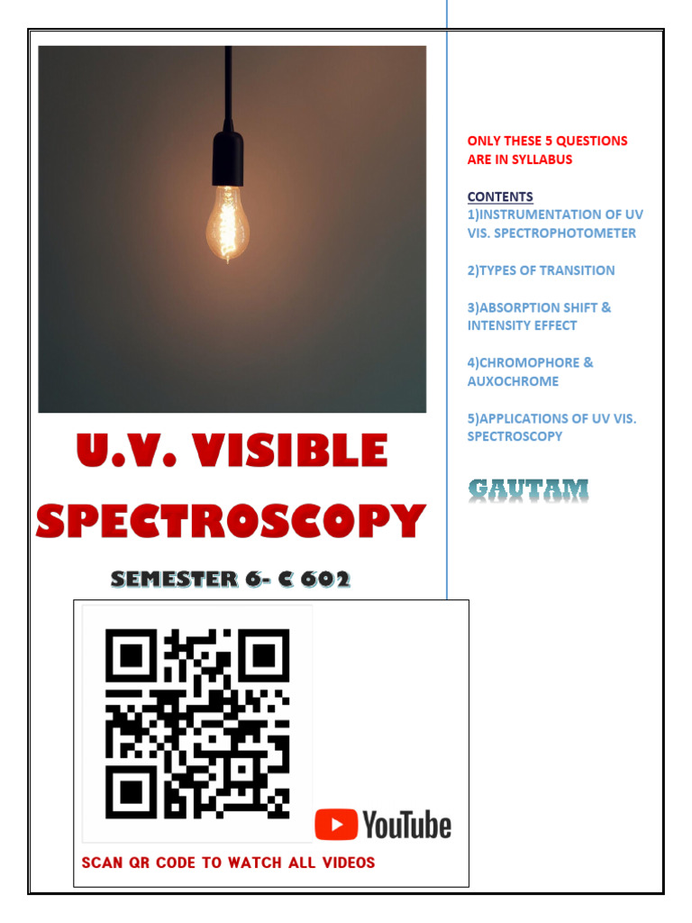 U.V Spectroscopy About Visible and Uv Light | PDF | Ultraviolet–Visible ...