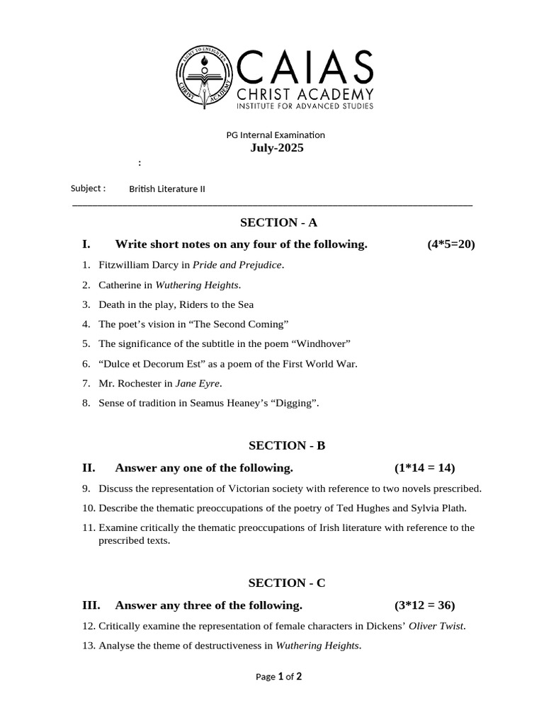 1 - British Literature II | PDF