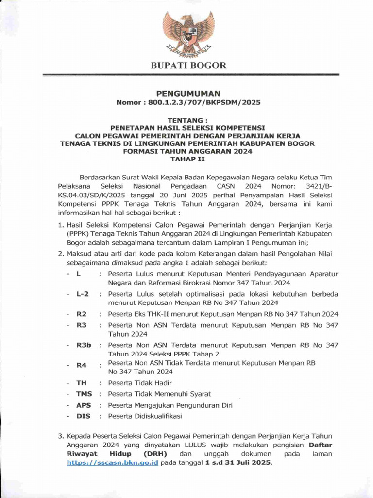 Teknis - Pengumuman Penetapan Hasil Seleksi Kompetensi Calon Pegawai Pemerintah Dengan ...