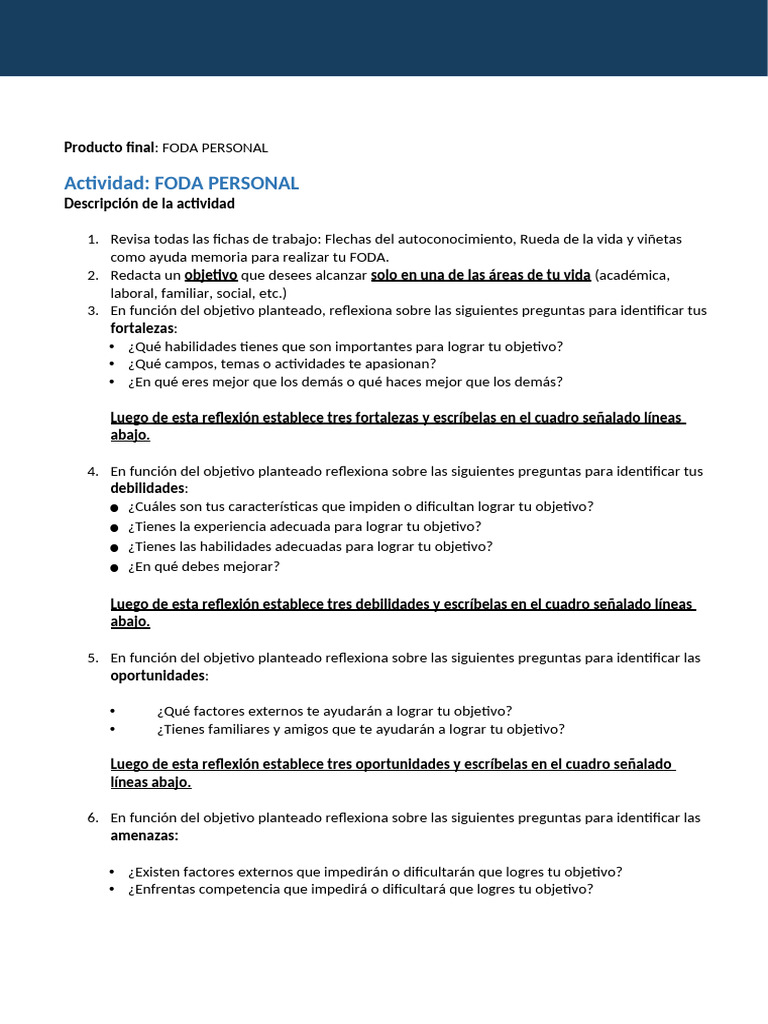 Actividad Complementaria | PDF | Análisis FODA