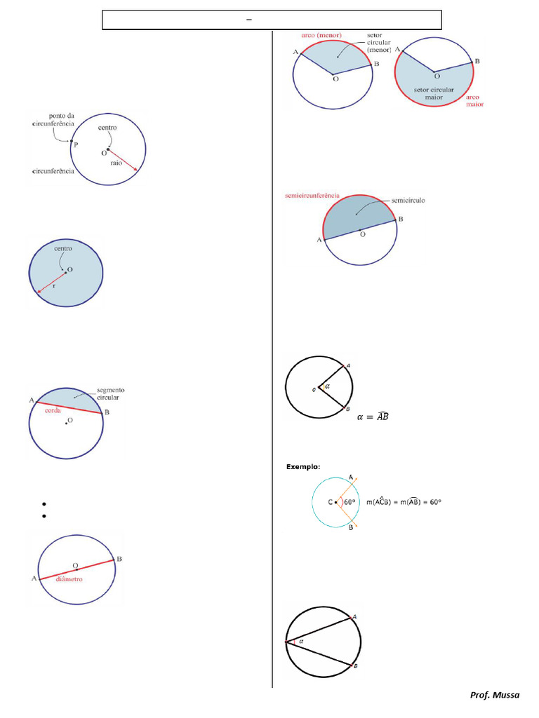 Ficha Sobre Circunferencia e circulo | PDF | Círculo | Curva