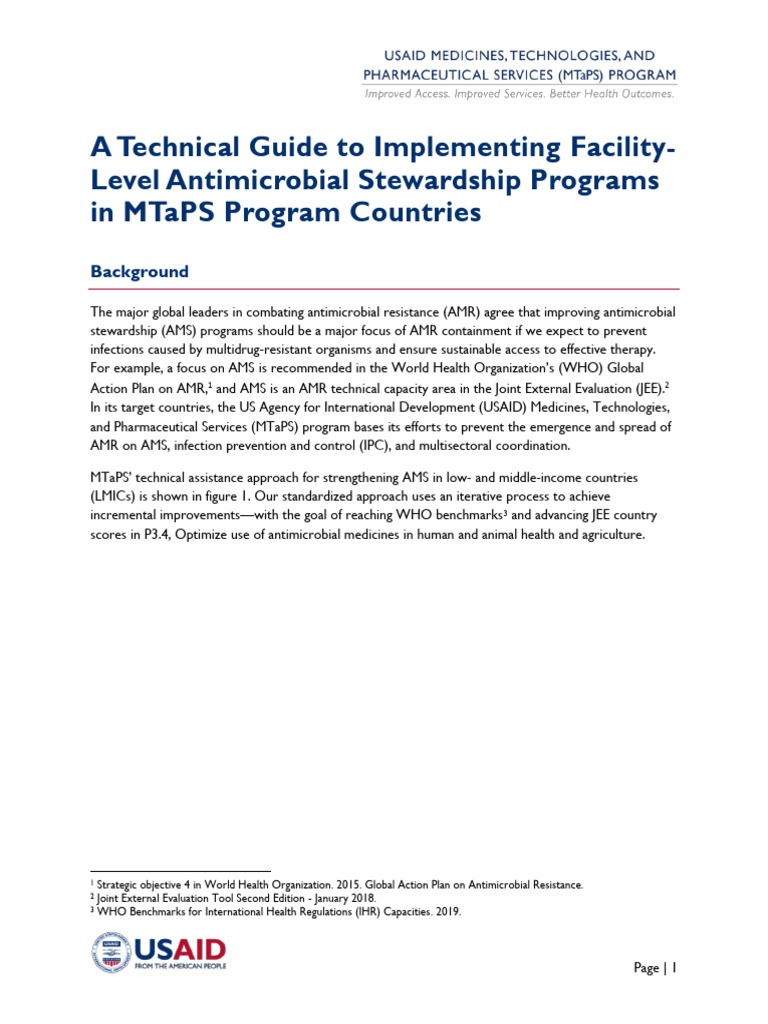 USAID MTaPS Mini Guide For Facility AMS Program | PDF | Antimicrobial ...