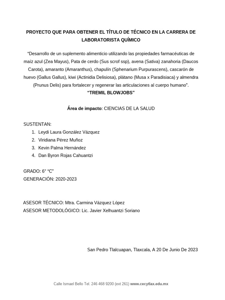 Tremil Blowjobs Suplemento | PDF | Articulación | Osteoartritis