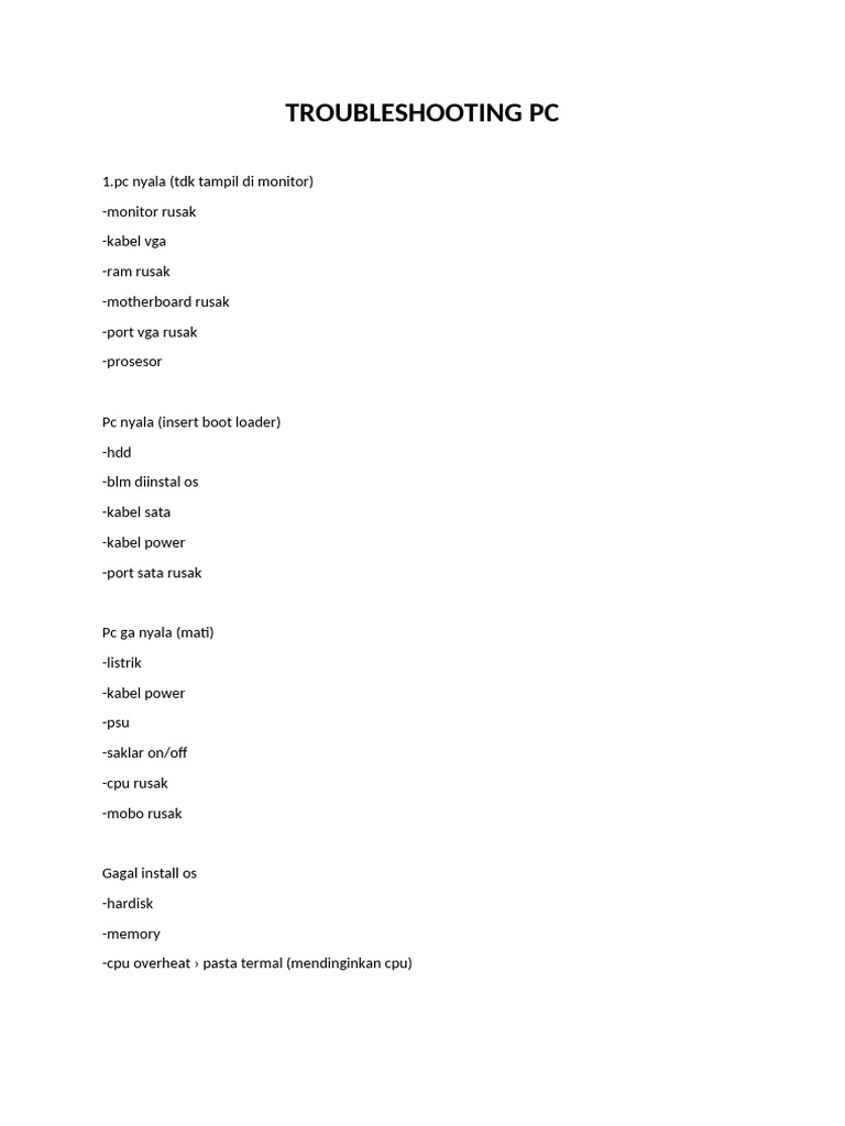 Troubleshooting PC | PDF