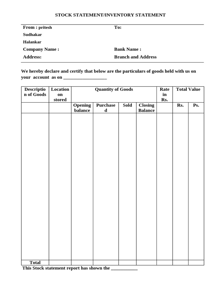 Stock Statement | PDF