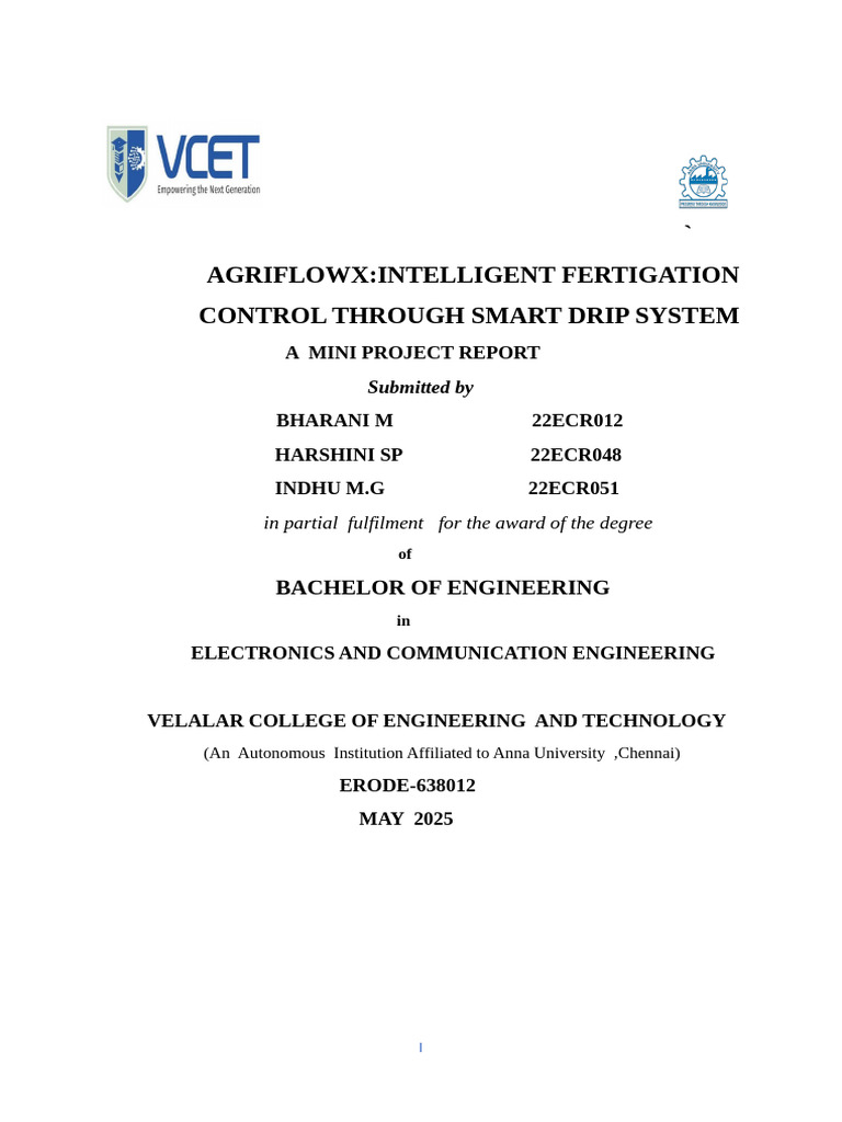 Mini Project Report-A3 | PDF | Agriculture | Embedded System