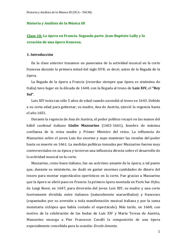 Lully y la Ópera Francesa en el Barroco | PDF | Ópera | Ballet