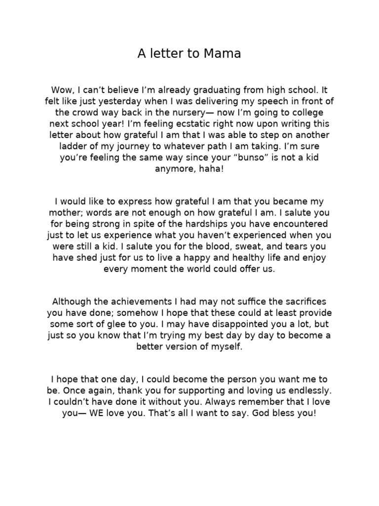 A Letter To Mama | PDF