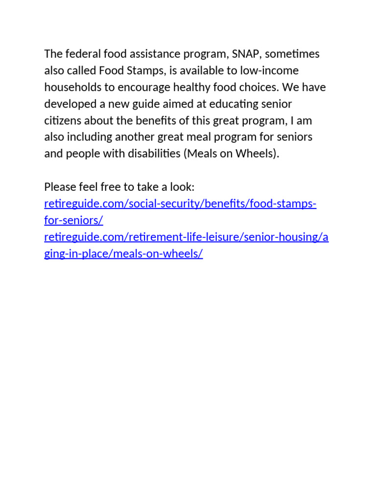 SNAP The Federal Food Assistance Program | PDF