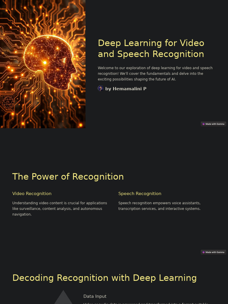 Deep Learning For Video and Speech Recognition | PDF | Deep Learning | Speech Recognition