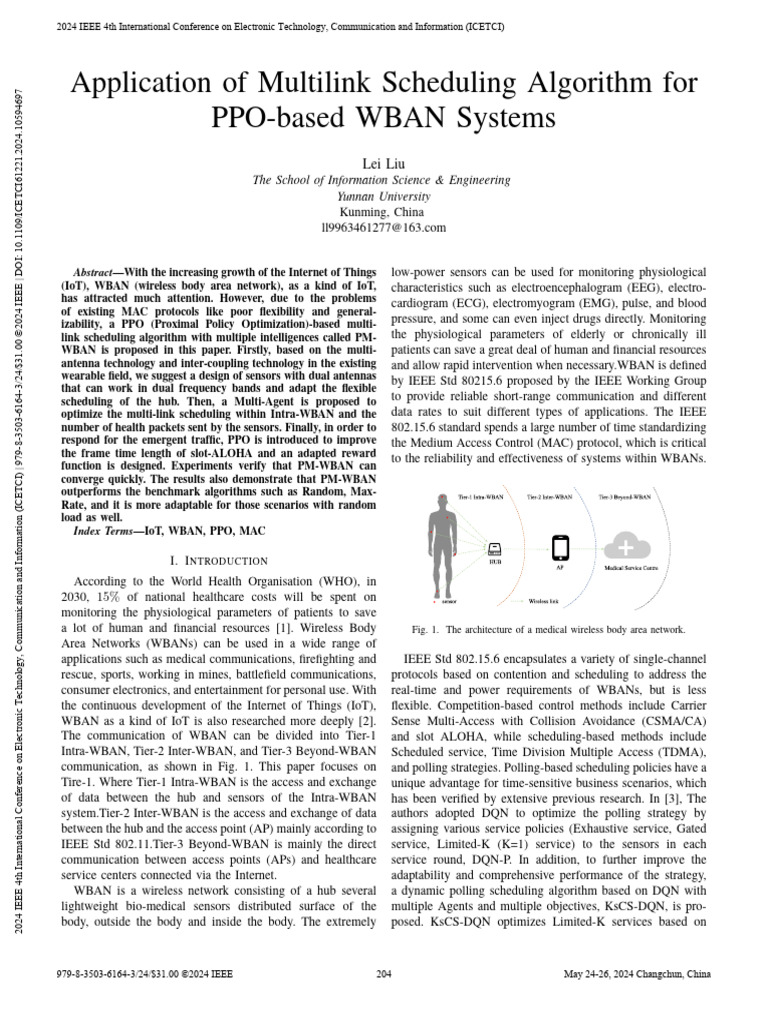 Application of Multilink Scheduling Algorithm For PPO-based WBAN ...