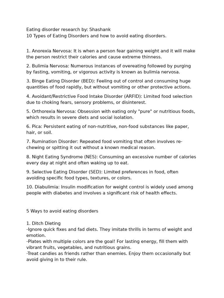 Eating Disorder Research by Shashank | PDF | Eating Disorder | Eating