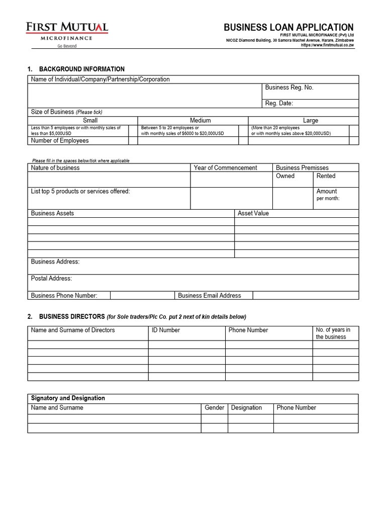 Business Loan Application Form | PDF | Debt | Microfinance