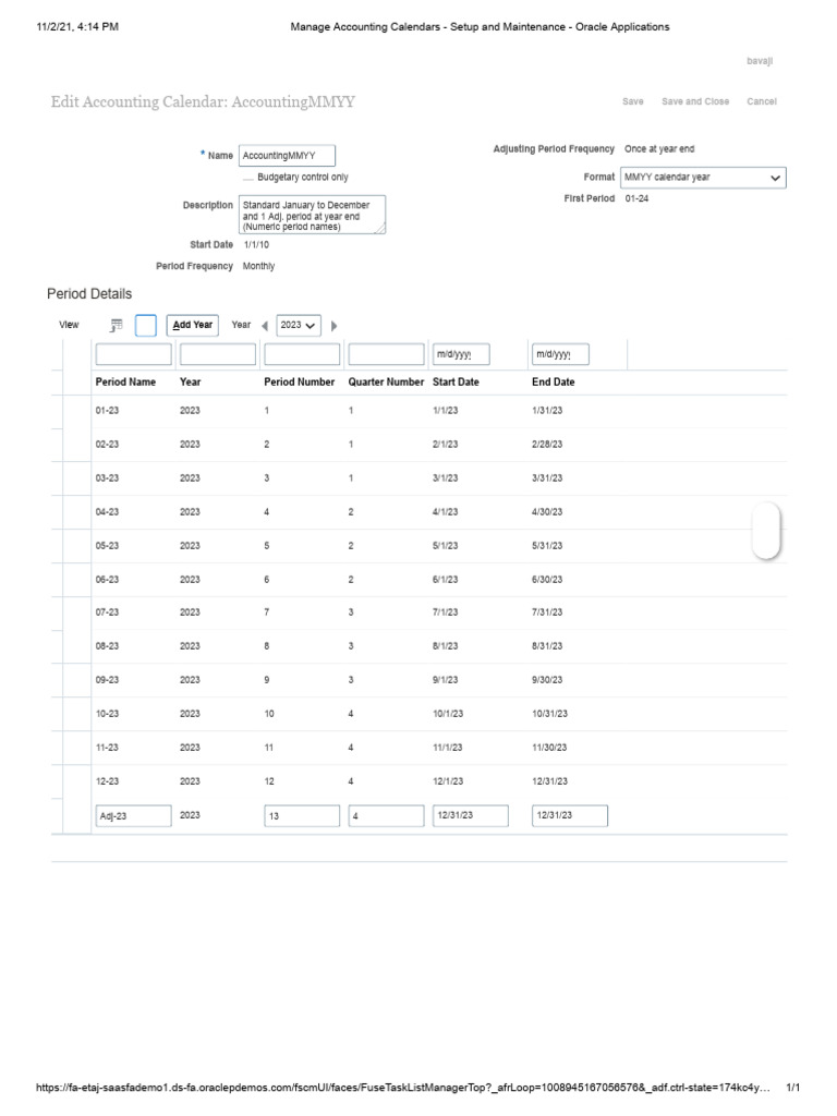 Manage Accounting Calendars | PDF