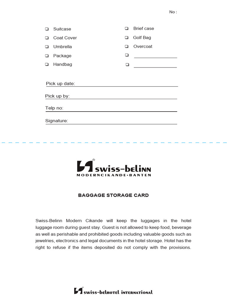 FO Baggage Card (Numerator) (Size 105mm X 160mm, Minimum Material 148 ...