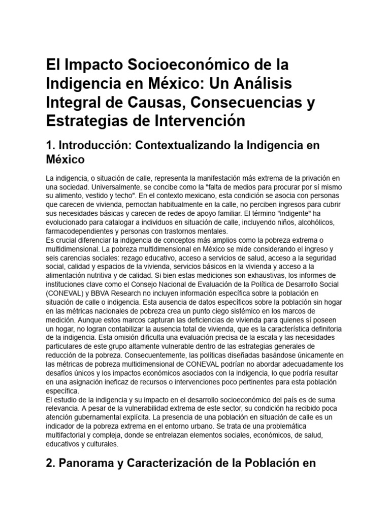 Indigencia y Economía en México | PDF | Pobreza | Pobreza e indigencia