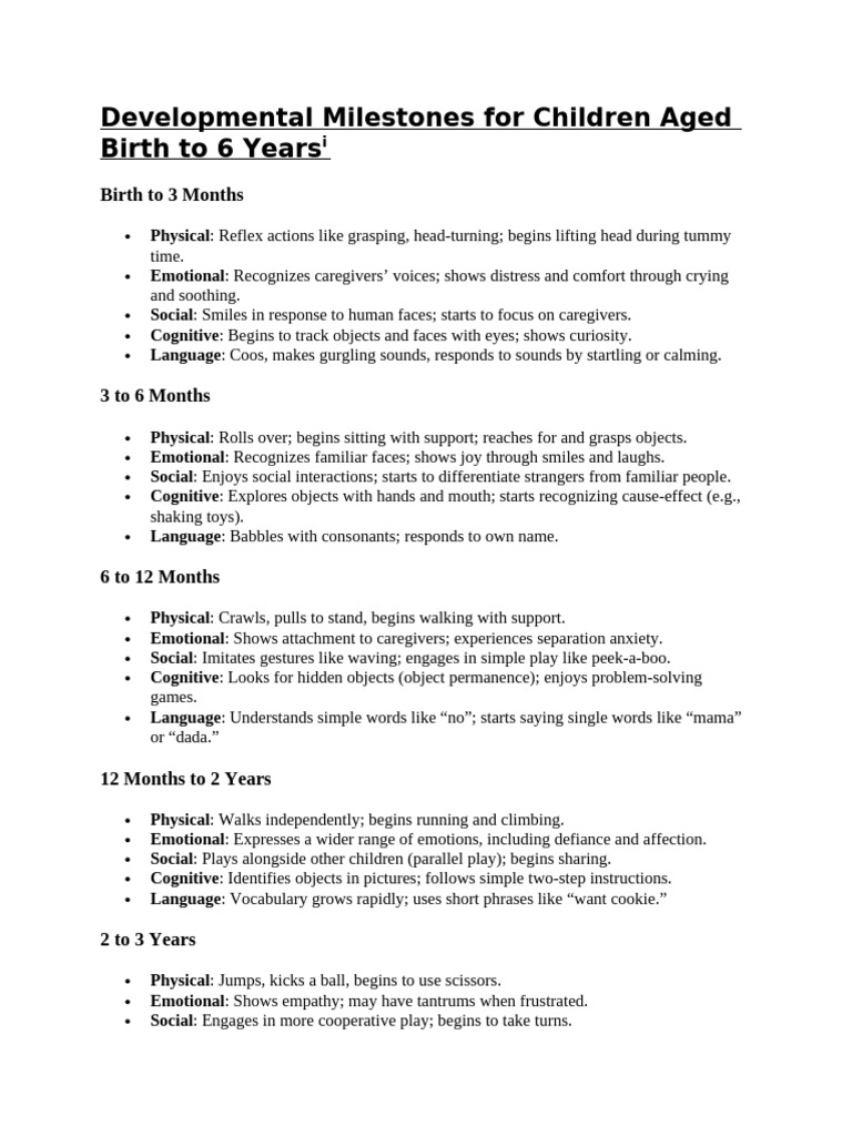 Developmental Milestones: Ages 3-4 Years | PDF | Child Development ...