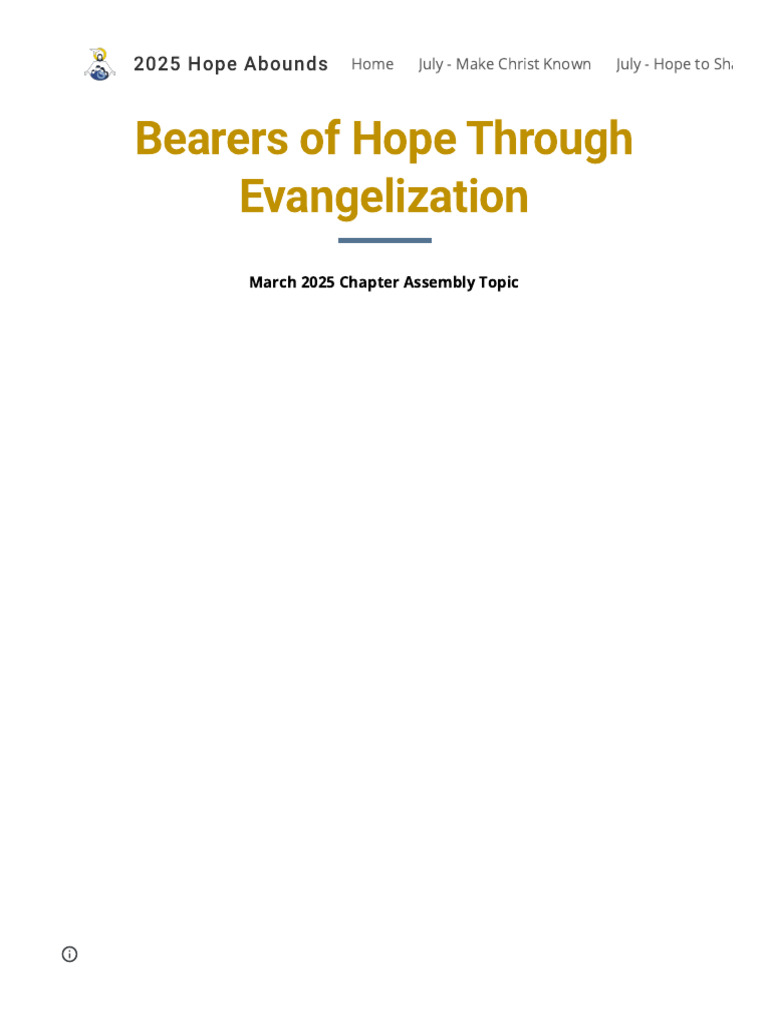Bearers of Hope in Evangelization | PDF | Humility | Love
