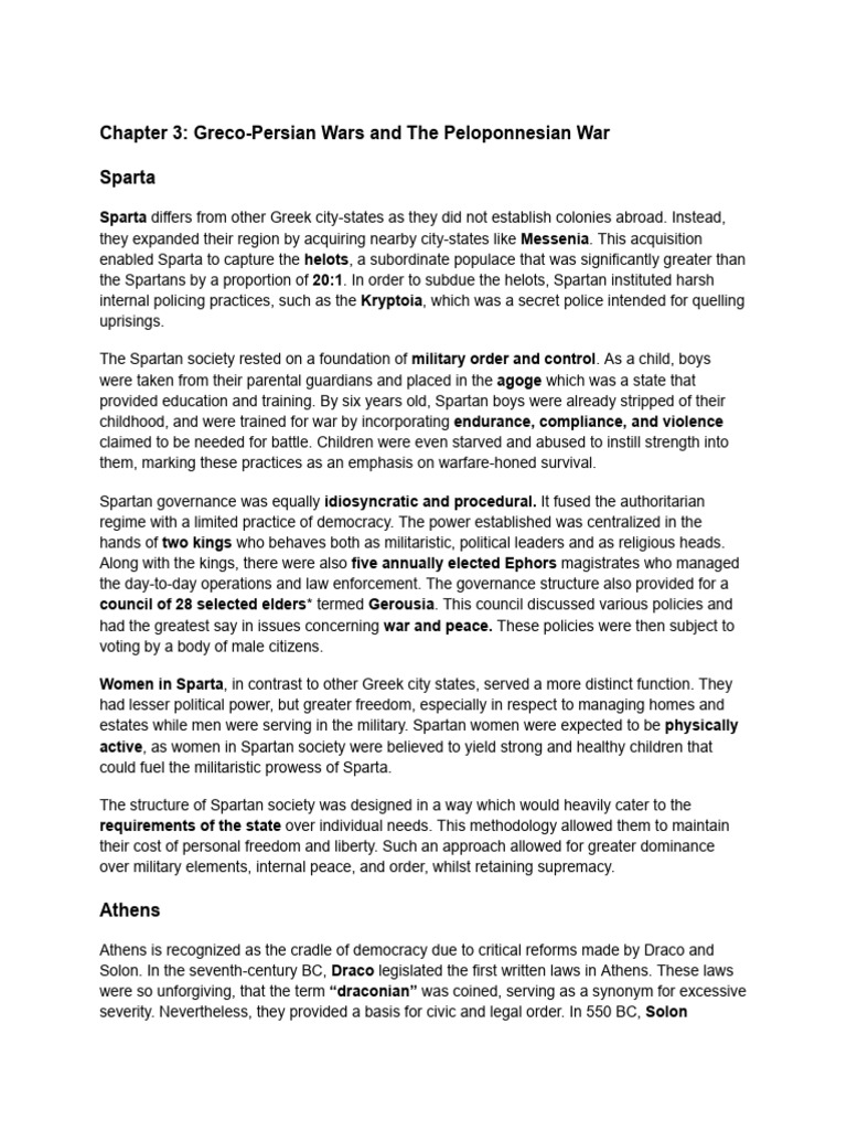 Chapter 3 - Greco-Persian Wars and The Peloponnesian War (Lecture Notes ...