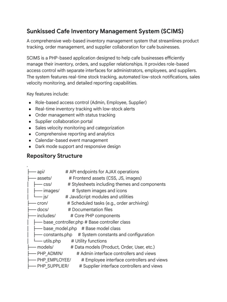 Sunkissed Cafe Inventory Management System SCI... | PDF | Password ...