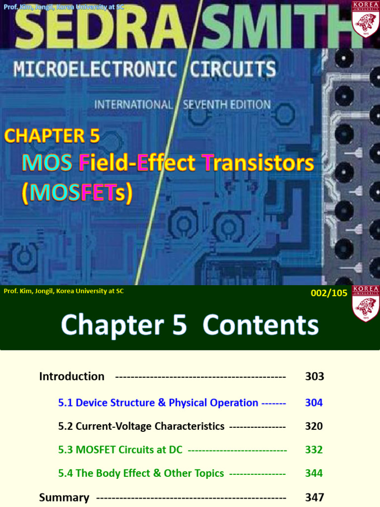 CH 05 - MOSFETs - by Prof. Kim, Jongil | PDF | Field Effect Transistor | Mosfet