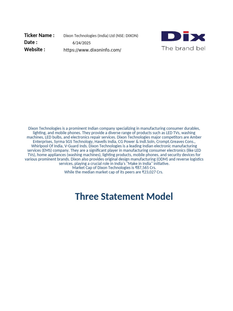 Dixon Technology LTD (Presentation) | PDF | Working Capital | Expense