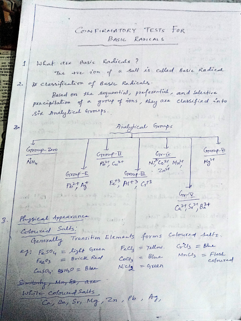 Basic Radicals and Their Tests | PDF | Chemical Substances | Chemistry