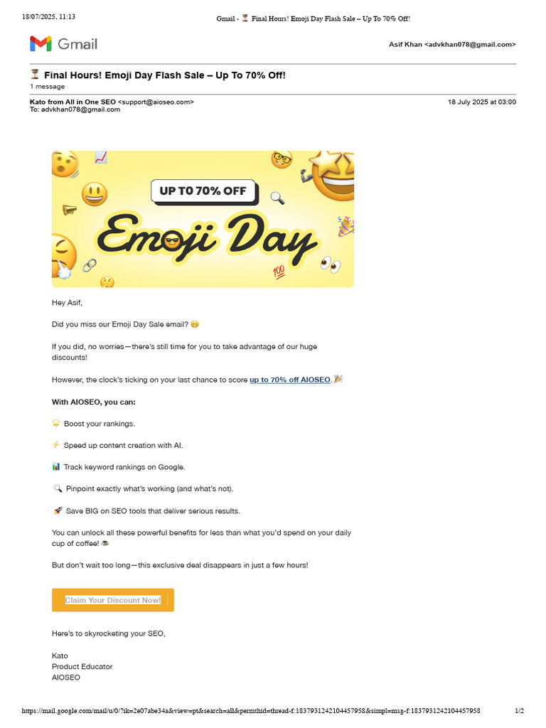 Gmail - Final Hours! Emoji Day Flash Sale - Up To 70% Off! | PDF