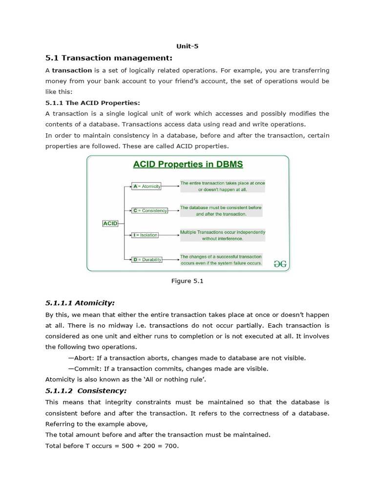 E-Content - Dbms - Unit - 5 | PDF | Database Transaction | Acid