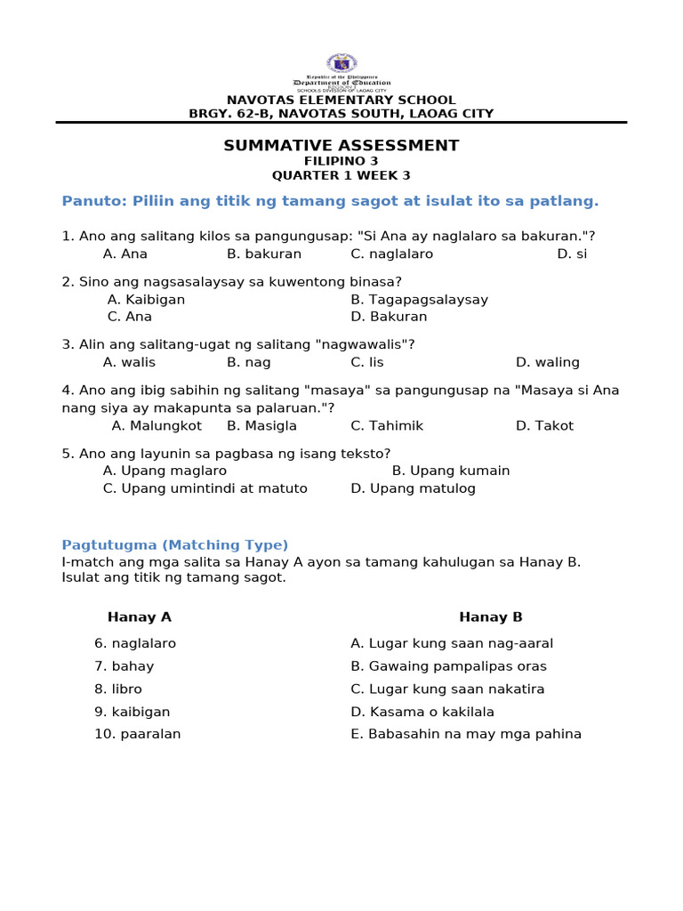 Grade3 Week3 Tests Complete | PDF | Perpendicular | Elementary Mathematics