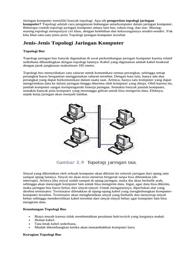 Keuntungan dan Kerugian Topologi Bus | PDF