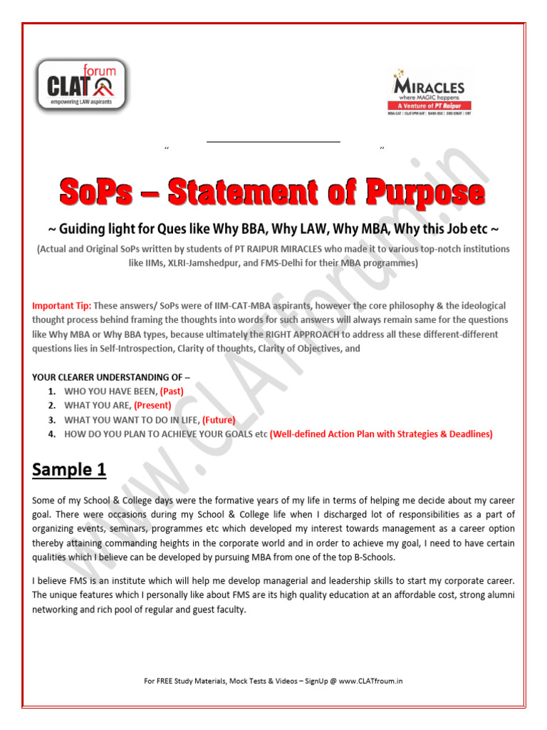 CF Sample Sops For Bba, Ipm, Law, Mba | PDF | Master Of Business Administration | Cognition