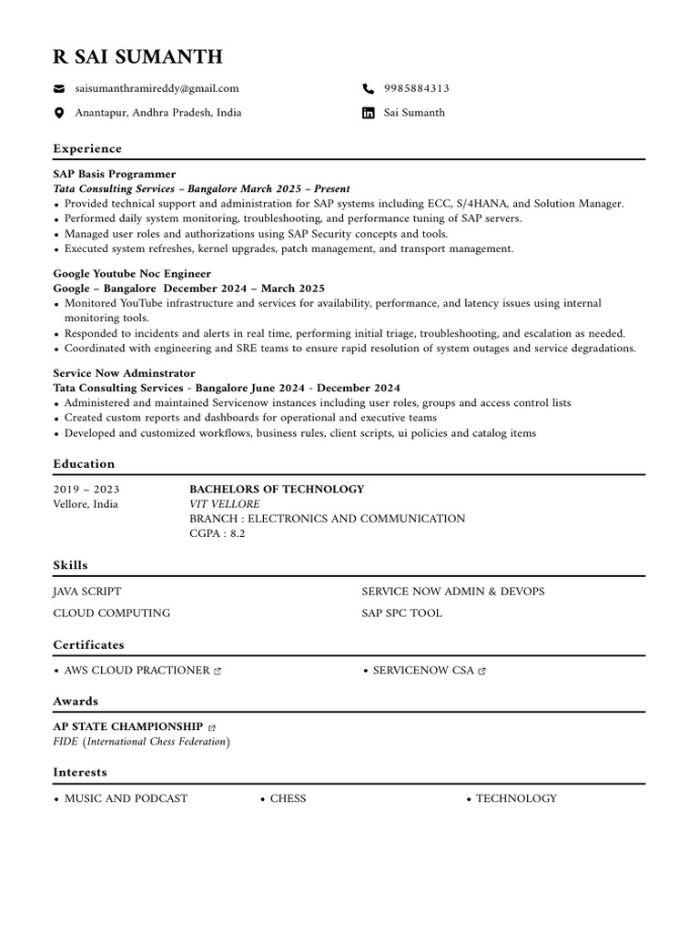 R Sai Sumanth Flowcv Resume 20250605 | PDF