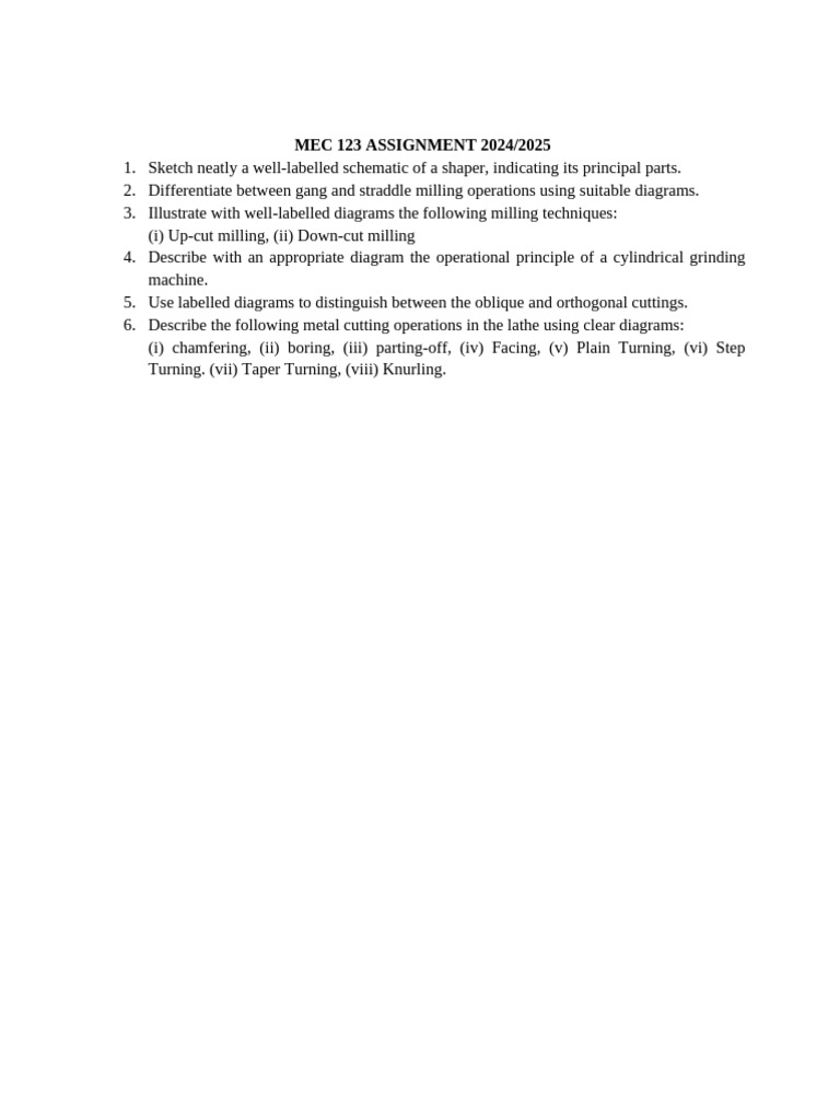 Mec 123 Assignment 2024-2025 | PDF