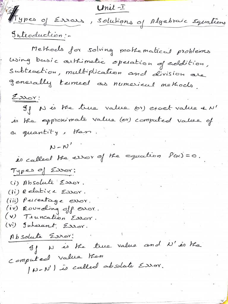Numerical Methods Notes | PDF