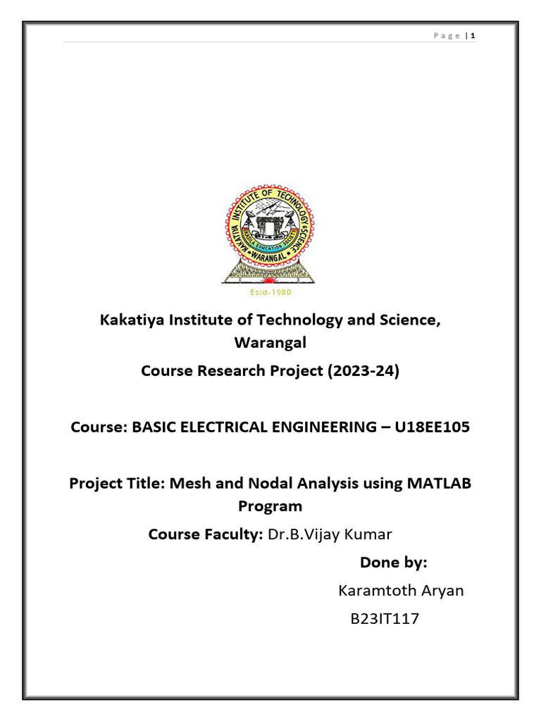 MATLAB for Mesh and Nodal Analysis | PDF | Matrix (Mathematics ...