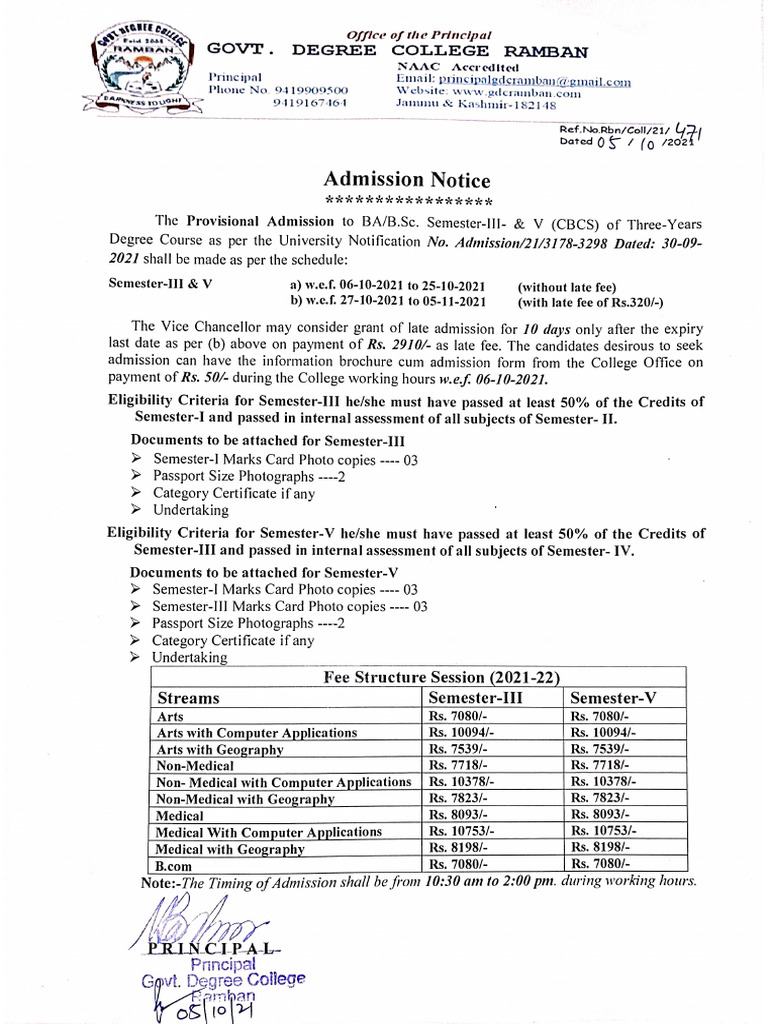 Admission Notice | PDF