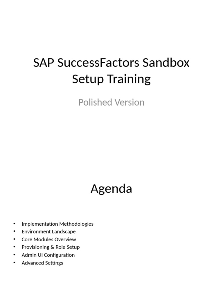 SF Sandbox Setup Training Polished | PDF