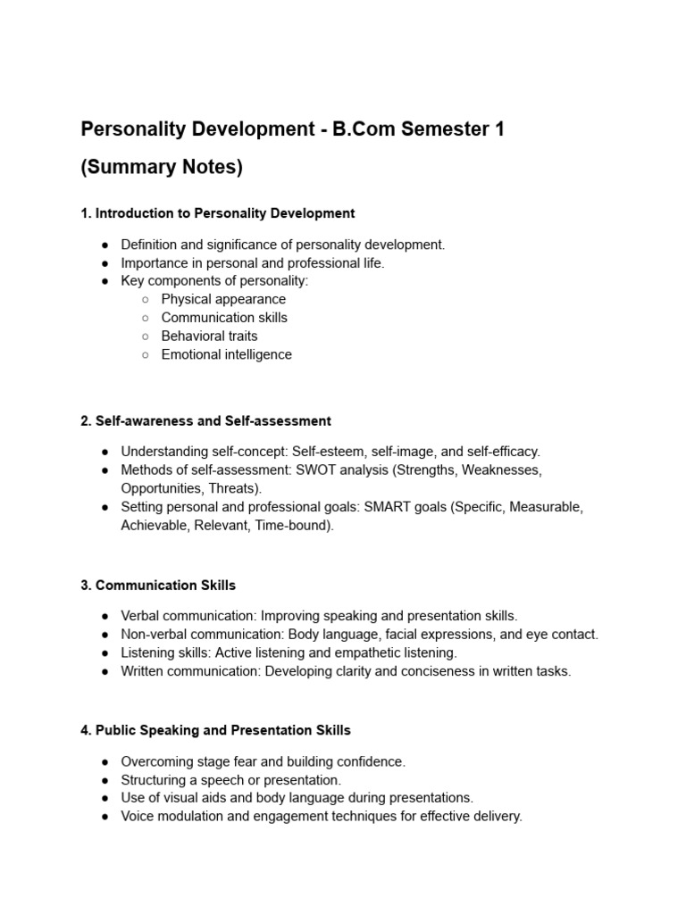 Personality Development Overview 2012 | PDF | Nonverbal Communication ...