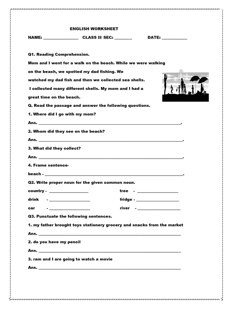 Class-II English Worksheet | PDF