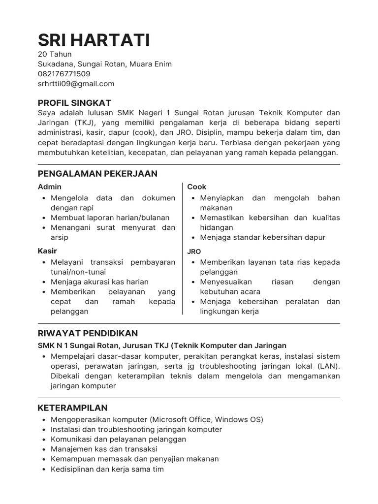CV Sri Hartati - 20250627 - 145630 - 0000 | PDF