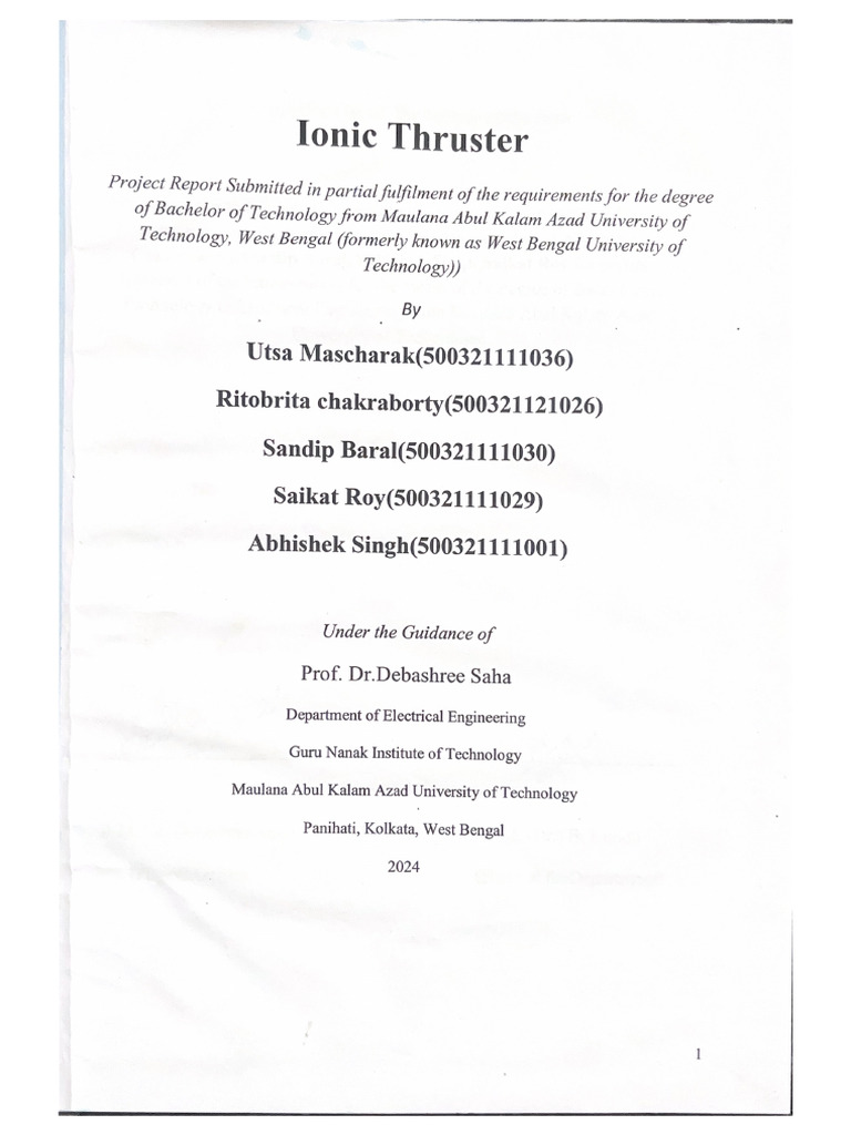 Ionic Thruster | PDF