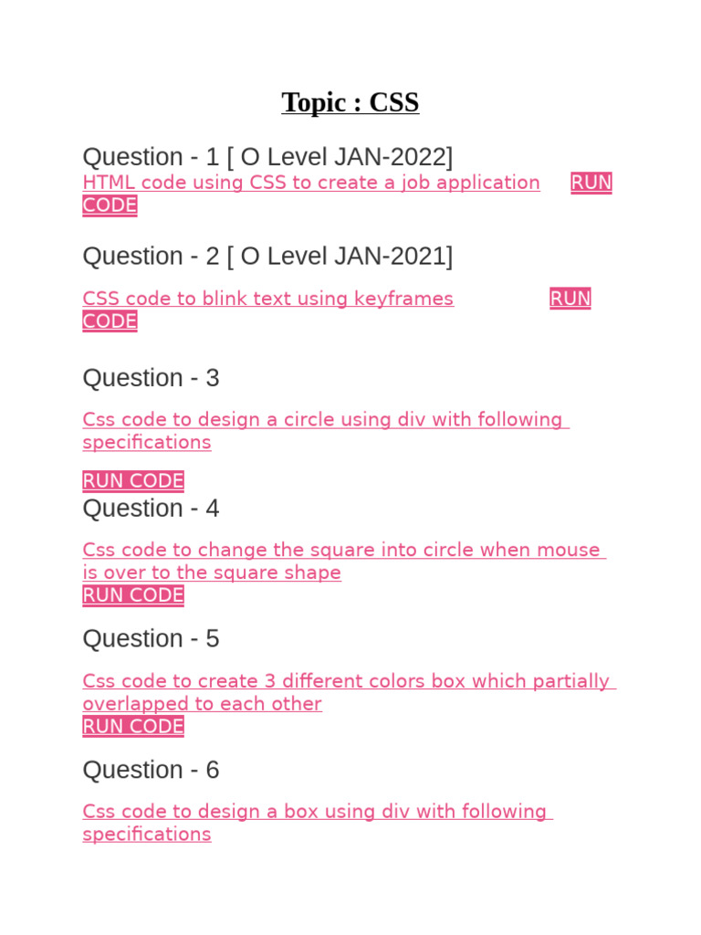 Css Practical Que.. | PDF