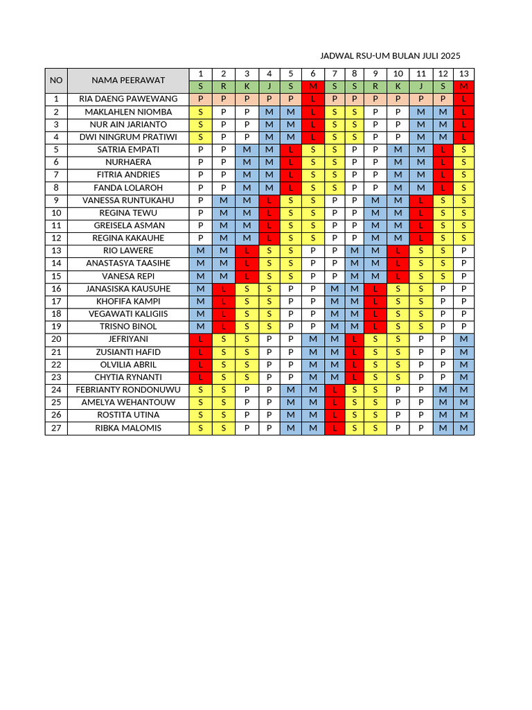 Jadwal New Rs-Um Bulan Juli 2025 | PDF