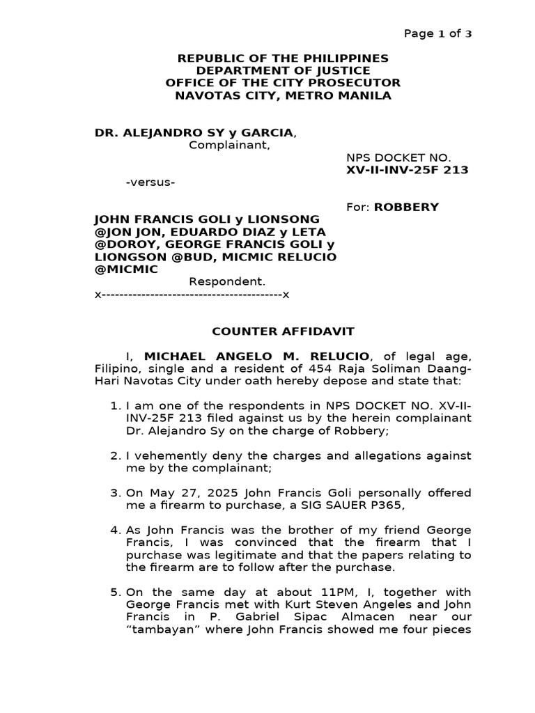 Counter Affidavit Micmic | PDF | Common Law